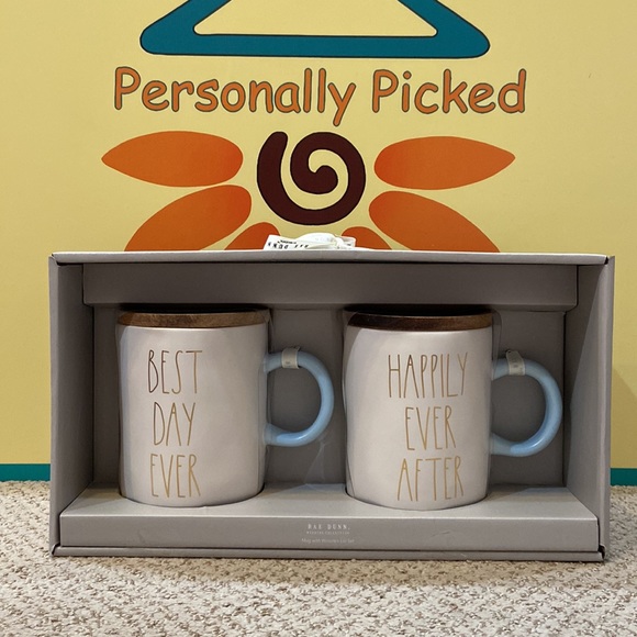 Rae Dunn | Kitchen | Rae Dunn Happily Ever After Best Day Ever Mugs ...